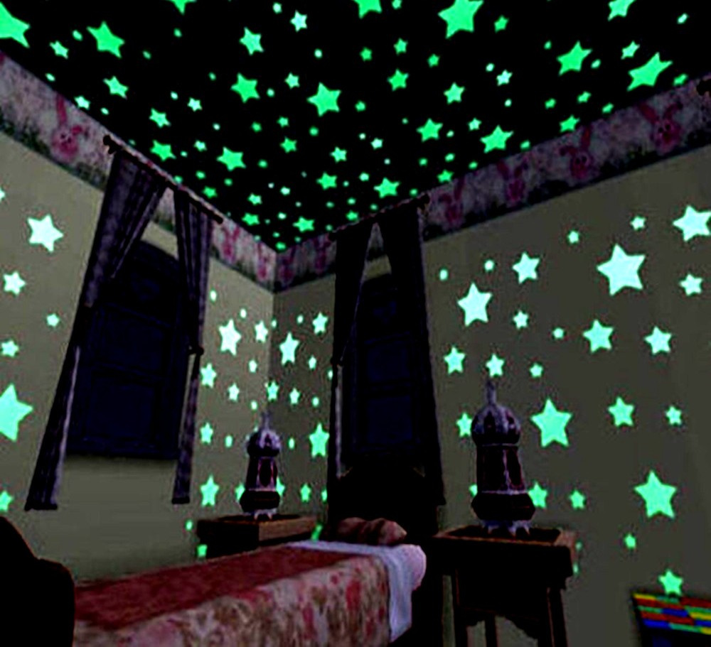 Kjøpe 3D selvlysende fluorescerende veggklistremerker, stjerner | Teknikpro