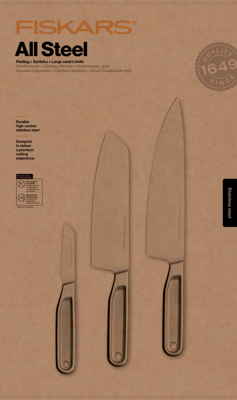 Kjøpe Fiskars All Steel Cooks knivset, tredelad | Teknikproffset.no